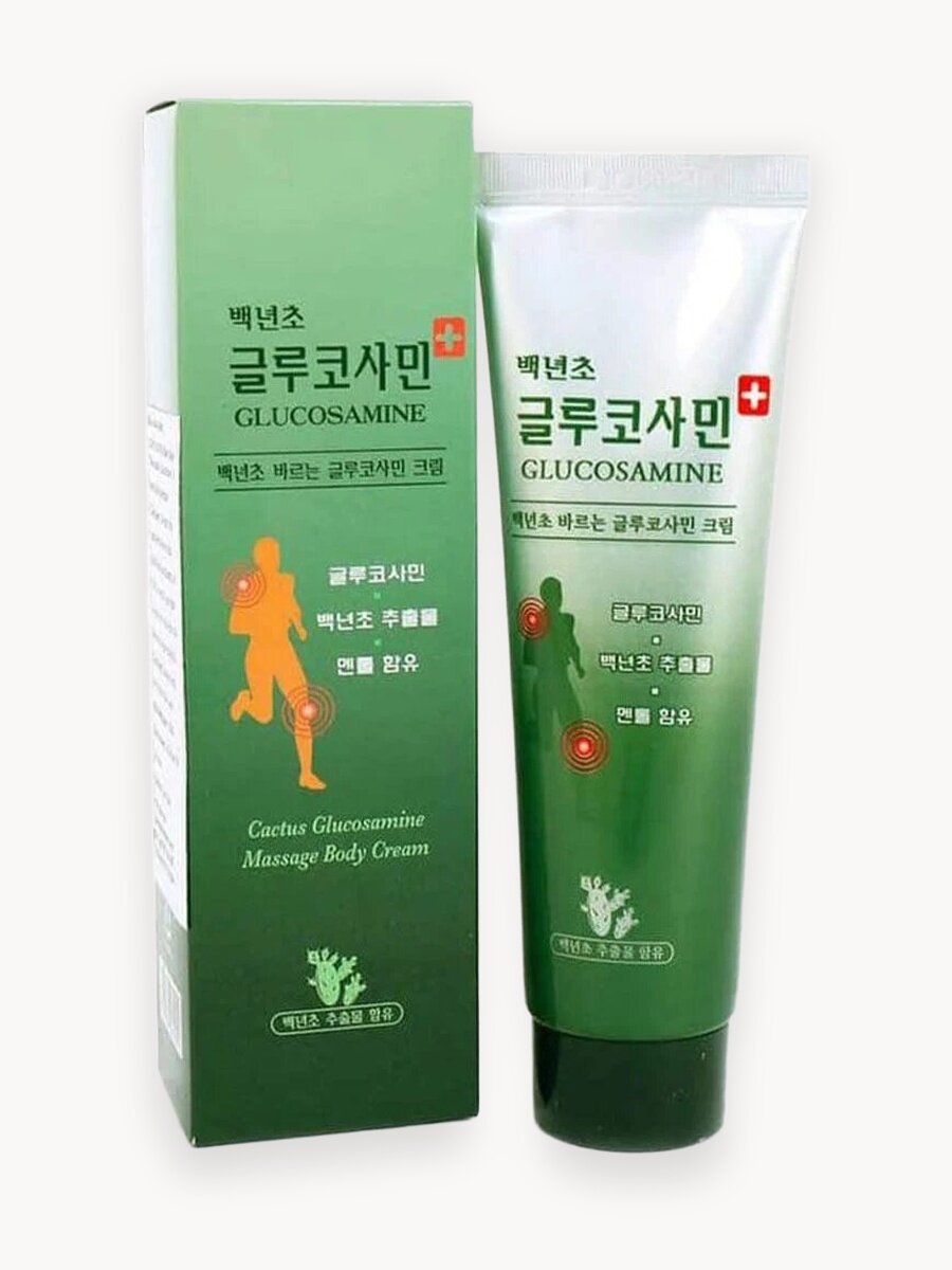 Корейский обезболивающий массажный крем-гель c глюкозамином (Juno Cactus Glucosamine Massage Body Cream), 150 мл
