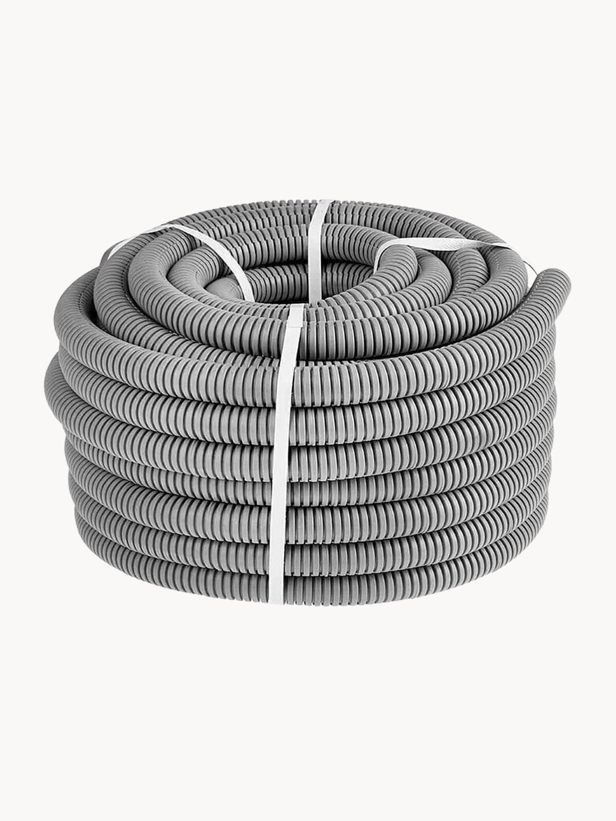 Труба гофрированная ПВХ с протяжкой, серая, диаметр 20 мм, 50 метров