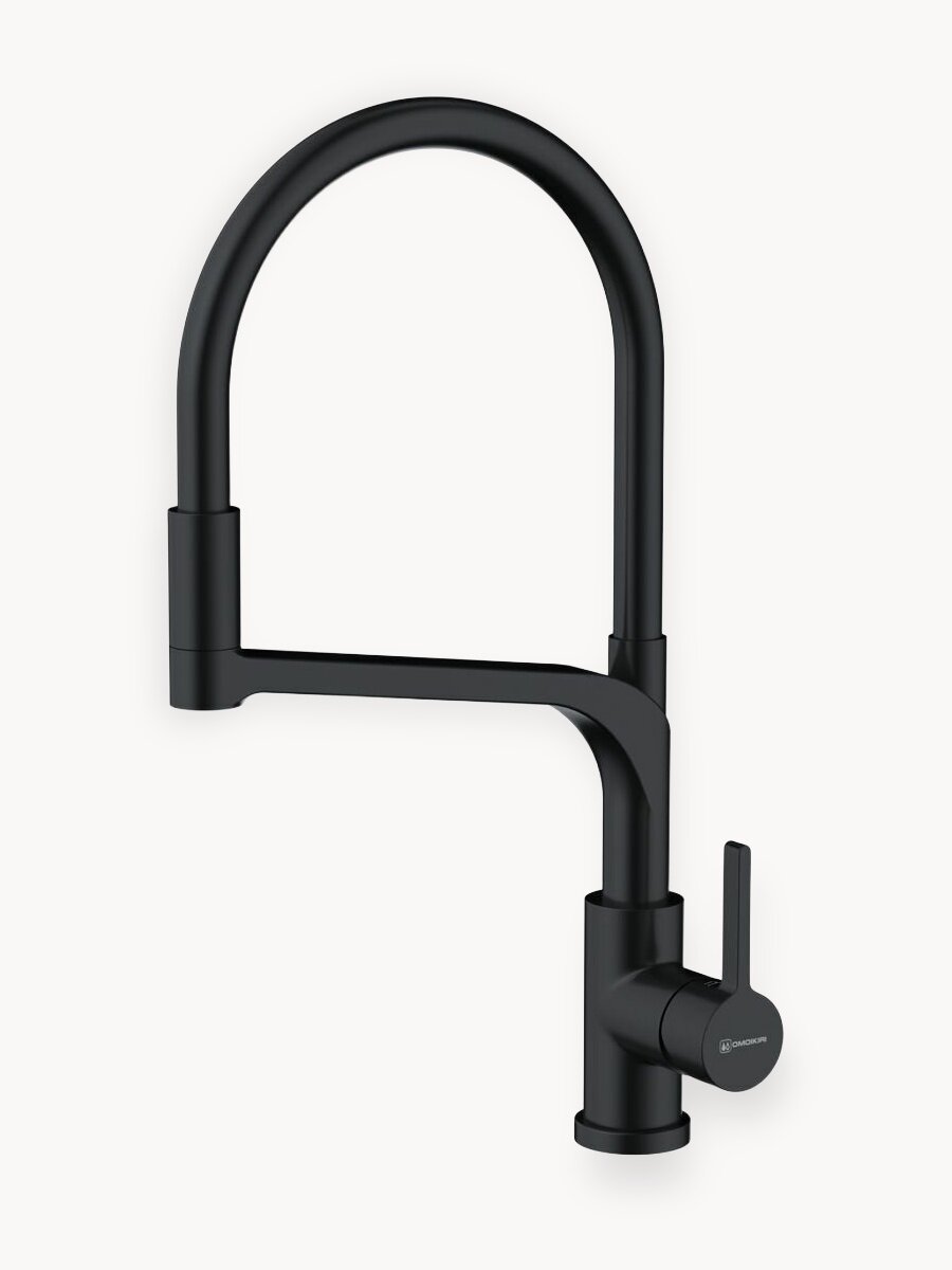 Смеситель для кухни OMOIKIRI Sinto 2 Plus-GB-BL с подключением фильтра и гибким изливом 2 в 1 / графит / черный шланг