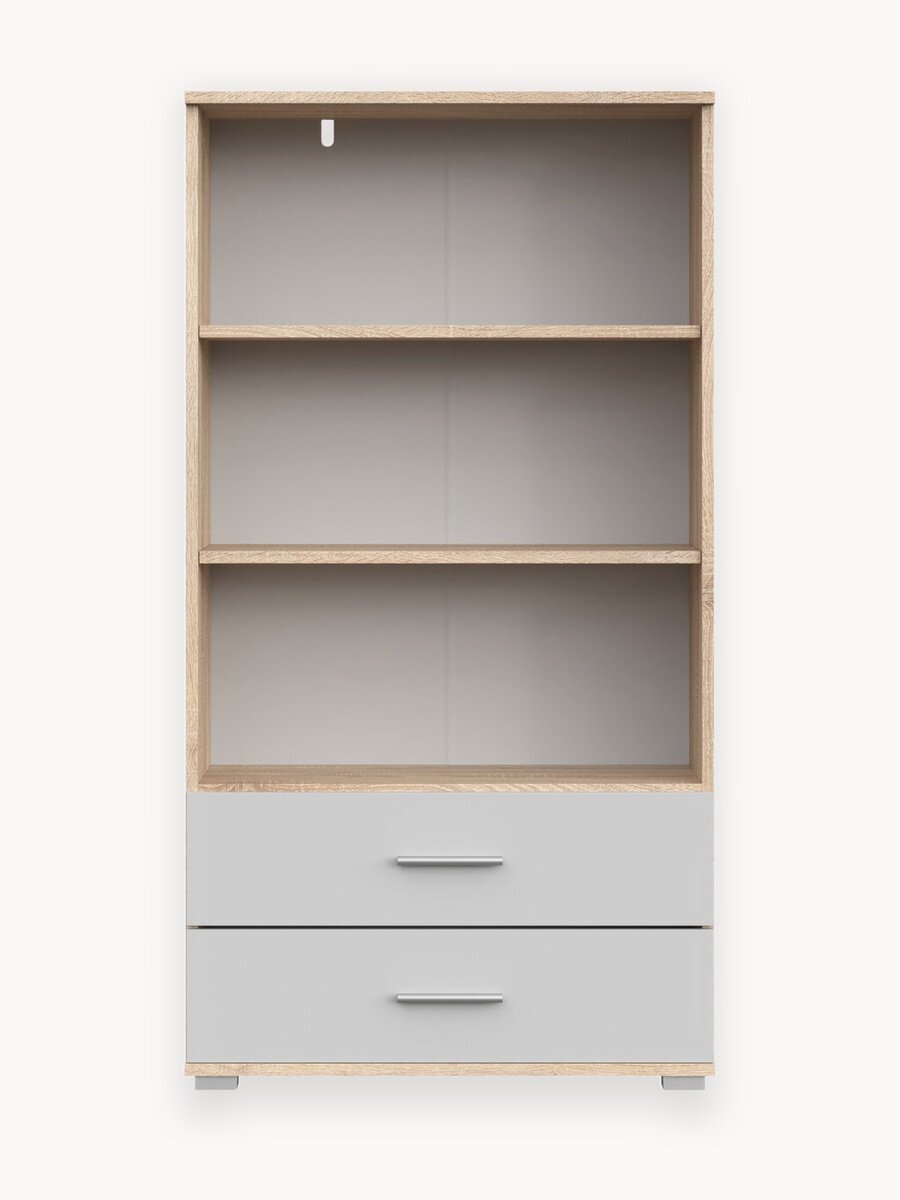 FUN (ФАН) стеллаж СТ-2, 69 х 130 х 34 см, ЛДСП, 2 ящика, Дуб Сонома/Белый