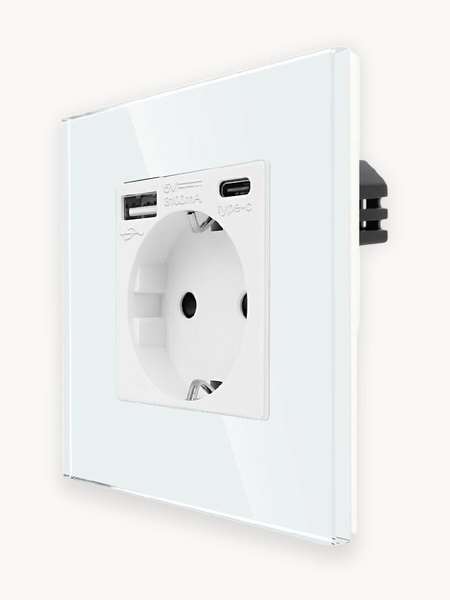 Умная розетка с быстрой зарядкой 20w с разъемом USB и Tape-C