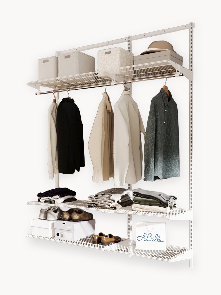 Гардеробная система, гардеробная Abelle AB-145-3 белый, Металл, 163х205х45см