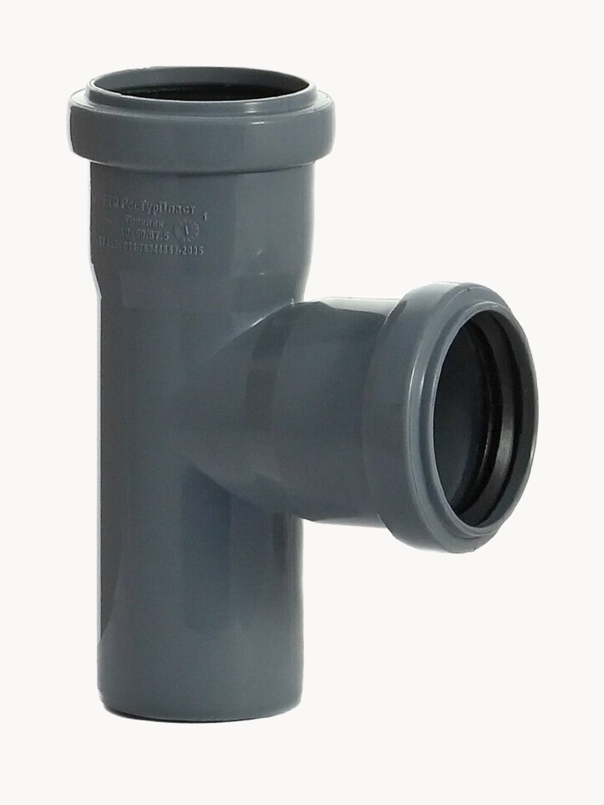 Тройник канализационный Мультимирпласт 50x50 мм 90° внутренний серый ТРК ВК 50/50/87.5