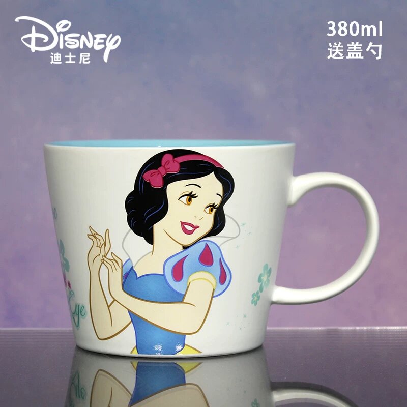 Кружка Disney с большой вместимостью, керамическая чашка с крышкой, кружка с изображением Белоснежки, Золушки,