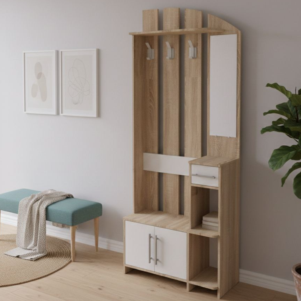 Прихожая универсальная сборка ЛДСП (80х35х200 см), Сонома/Белый