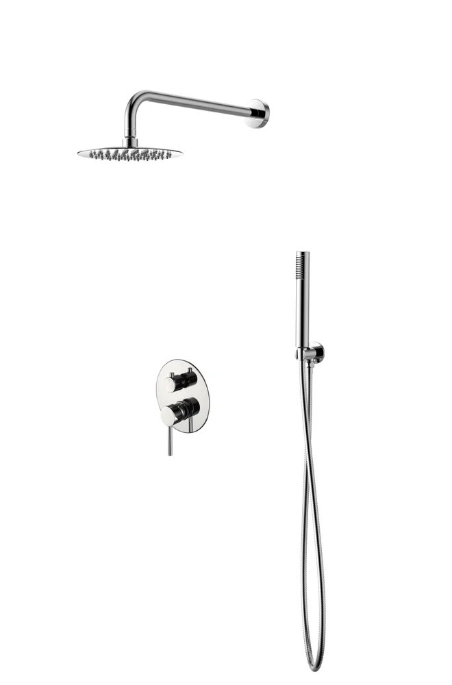 Душевой комплект SantiLine SL-9017 5 в 1, встраиваемый, с внутренней частью в комплекте, с термостатом, со смесителем, из нержавеющей стали, хром, глянцевый, душевая система