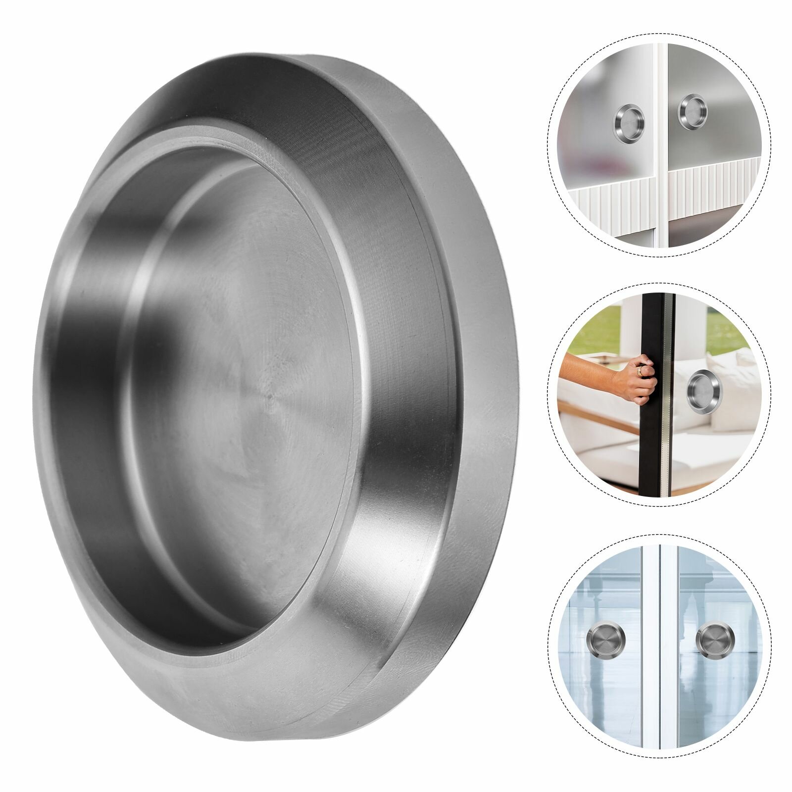 Ручка Для Стеклянных Дверей, Встроенная, Серебристая, Из Нержавеющей Стали, 2 Шт