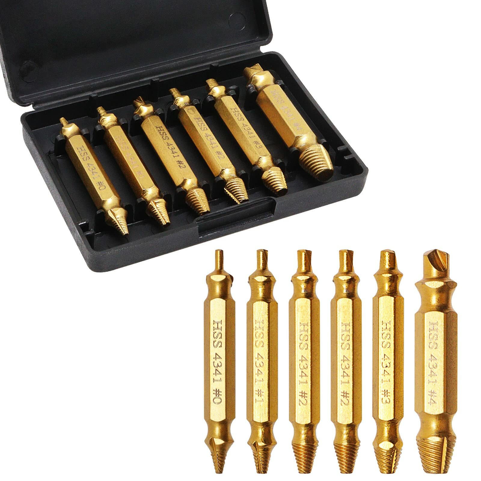 6 шт. Набор сверл Инструмент для удаления сломанных винтов Экстрактор болтов и винтов Инструмент для выкручивания винтов Инструмент для снятия изоляции Титанизированный