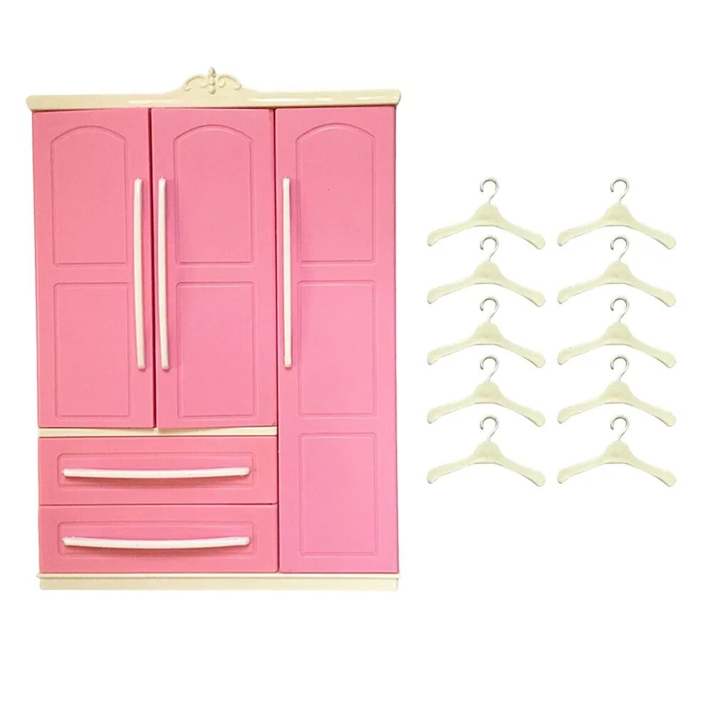 Открывающийся шкаф кукольного домика Вешалки кукол 18,2 см х 7 см х 25,8 см