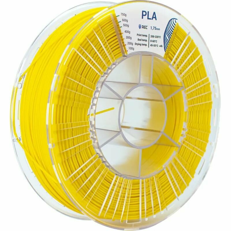 Катушка для 3D-принтера REC PLA пластик, 1,75 мм, желтый, матовый