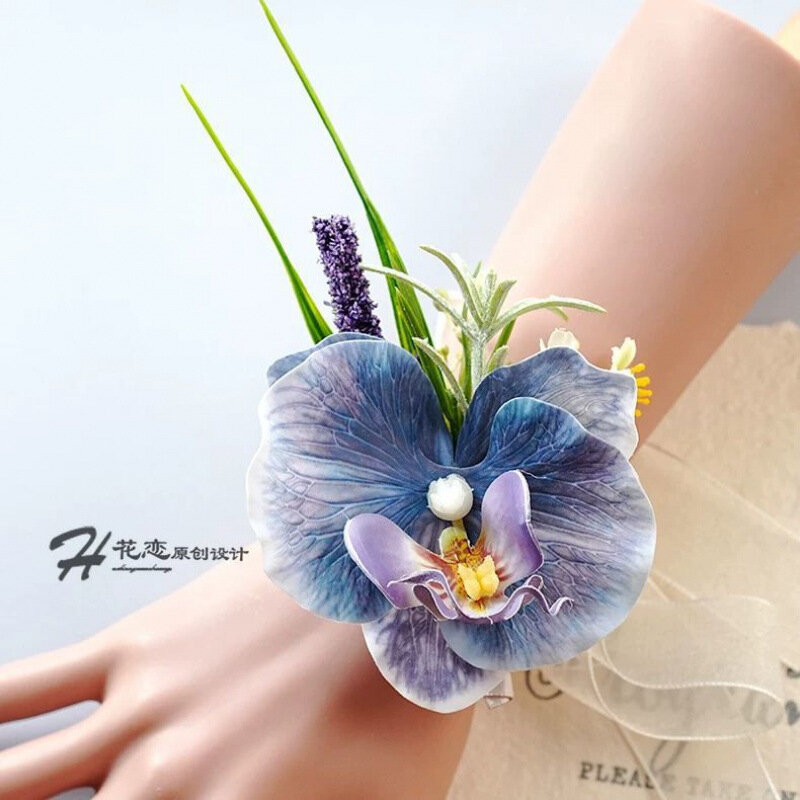 Бутоньерка для жениха и невесты, полный набор для родителей, имитация цветка на лацкане, цветок на запястье для шафера и подружки невесты