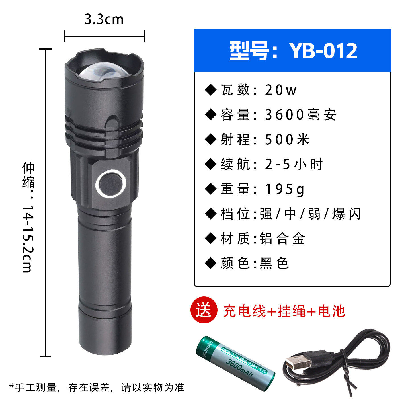 Взрывозащищенный фонарик, сильный свет, длительное время автономной работы, водонепроницаемый, перезаряжаемый,