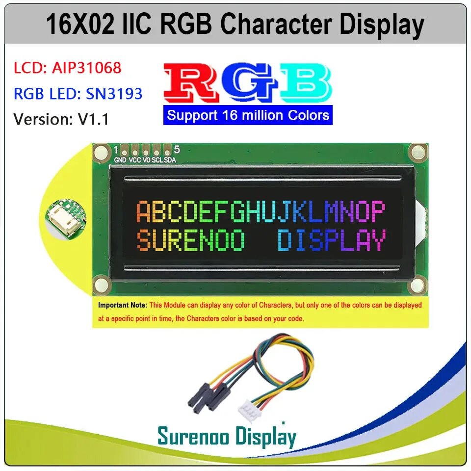 SURENOO SLC1602O ЖК-модуль 16x2 FNC-AIP31068-SN3193