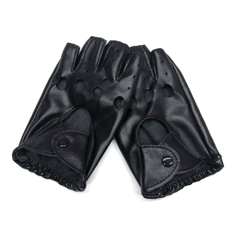 Женские полые сетчатые перчатки без пальцев на полпальца Harajuku punk для фотосъемки выступлений в ночном клубе-черный