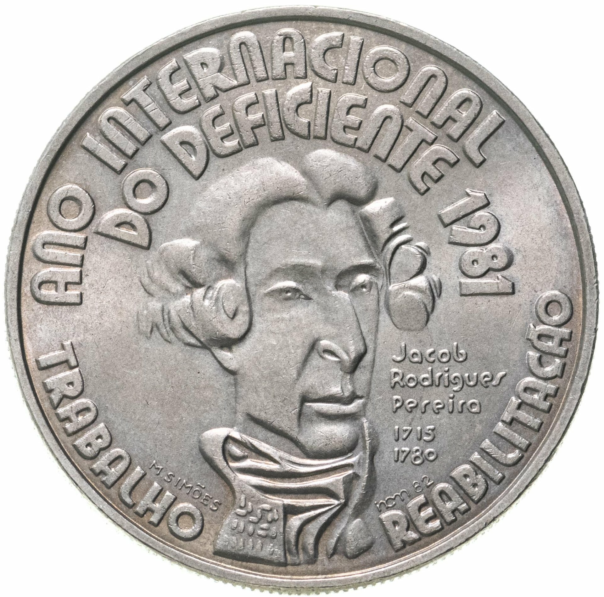 Португалия 100 эскудо escudos 1981 Год инвалидов, Мельхиор медь-никель, в сохранности UNC