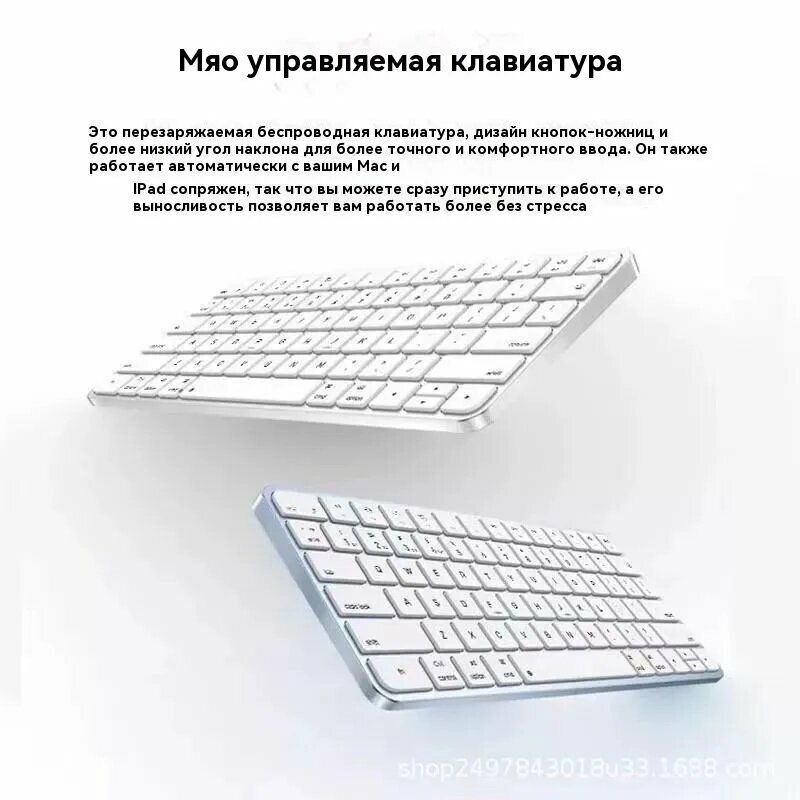 Клавиатура беспроводная Magic Keyboard, Русская раскладка, серебристый, белый