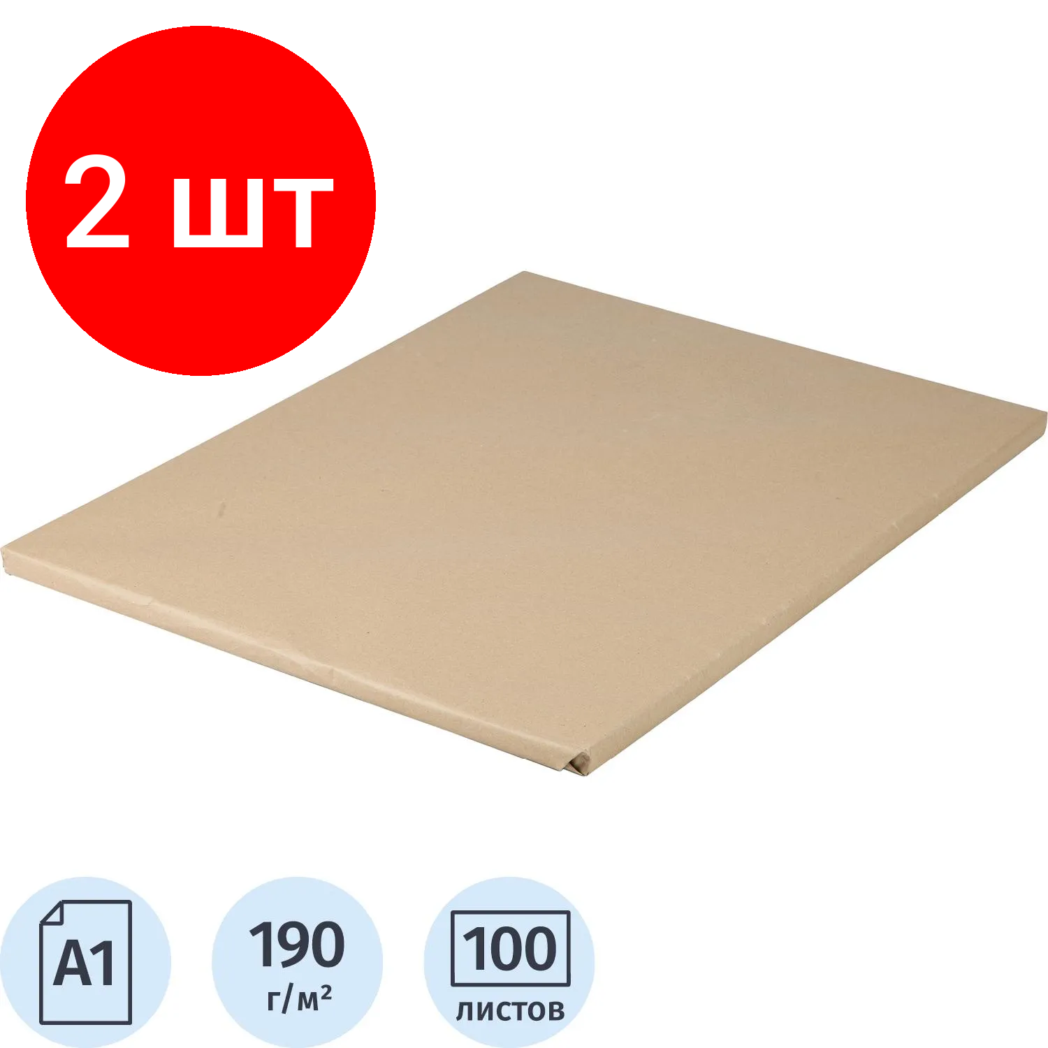 Комплект 2 упаковок, Ватман №1 School А1 100л 190гр, уп. крафт