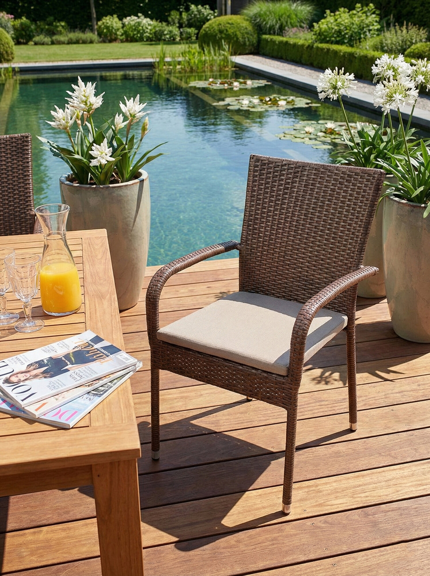 Кресло Gardini Малага, искусственный ротанг, цвет коричневый, максимальная нагрузка 120 кг