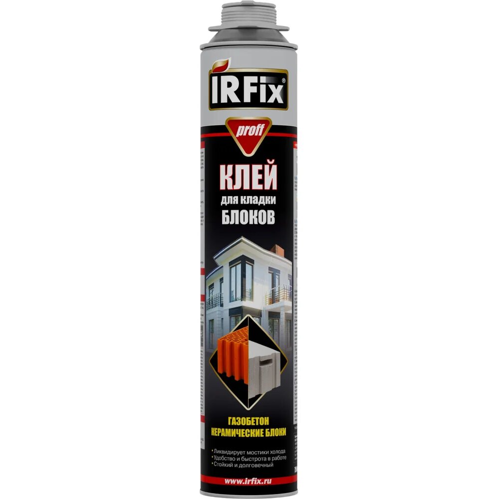 Клей-пена строительный IRFIX для кладки блоков Proff 750мл 10007