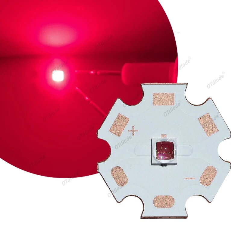Светодиодный чип OSR-10W Deep Red 660nm 10Вт для фитолампы 10W660nm-20mm Copper, 1PCS Deep Red LED