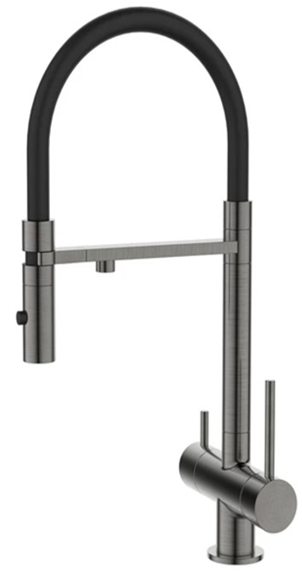 Смеситель для кухни DQ Kitchen под фильтр, гибкий излив DA1462506Grey, графит