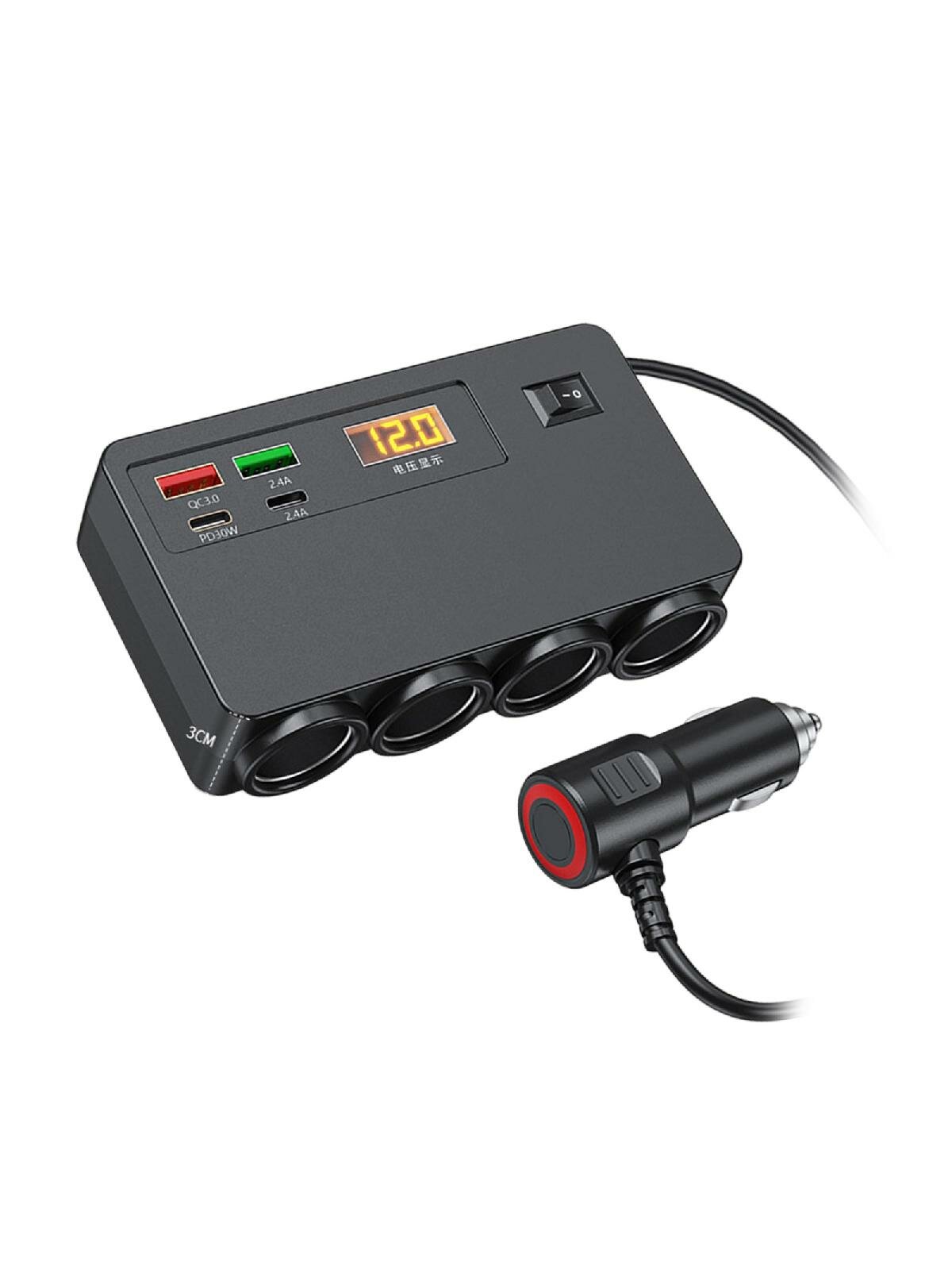 Адаптер питания с дисплеем напряжения на входе 12 В 24 В Быстрая зарядка для автомобиля грузовика