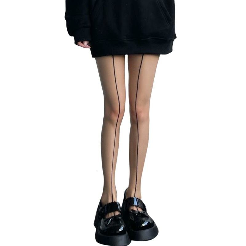 Женские прозрачные колготки с вертикальной полоской, Цвет