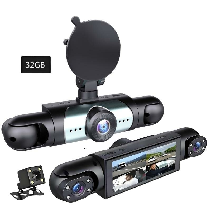 Автомобильный видеорегистратор 360 градусов 1080P, 4 камеры, ночное видение, для такси, 32G