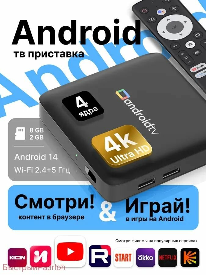 Смарт ТВ приставка/медиаплеер ТВ STV8-4