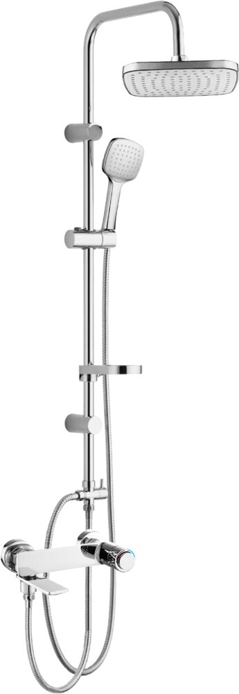 Душевая стойка Orange Push M01-914cr со смесителем, хром, глянцевая, с тропическим душем, с изливом, с девиатором, с лейкой, душевая система, латунная