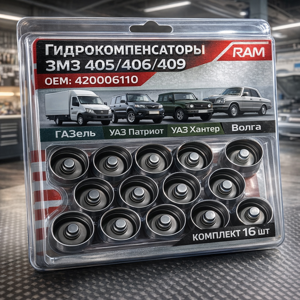 Гидрокомпенсаторы ЗМЗ 405/406/409, oem 420006110, Газель, УАЗ Патриот/Хантер/Буханка и Волга, комплект 16 шт