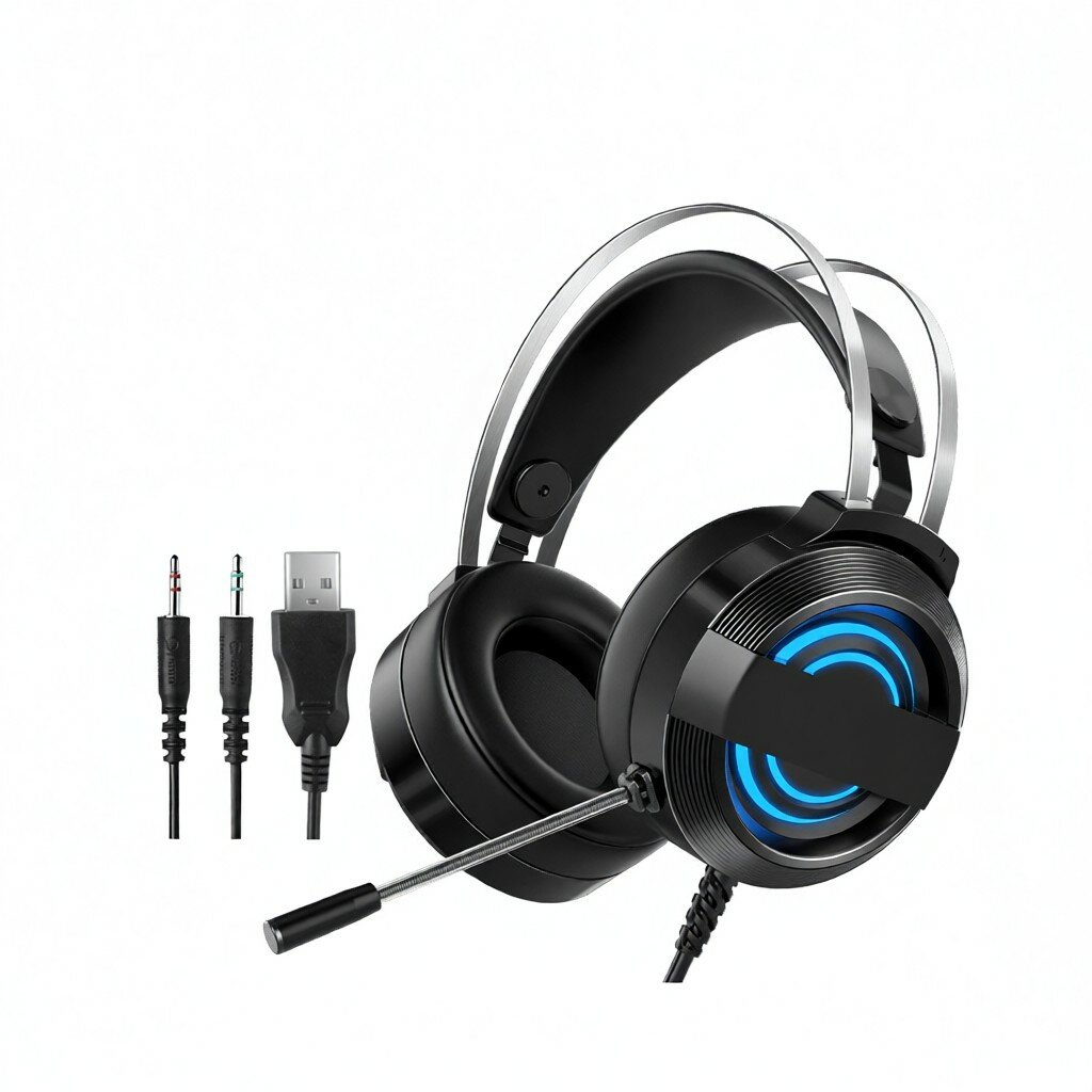 Игровая Гарнитура Модель MC: Всенаправленный Шумоподавляющий Микрофон -38dB - Мощный Звук 50-мм Динамики 109dB - Яркая RGB-Подсветка Для ПК Xbox И Nintendo Switch