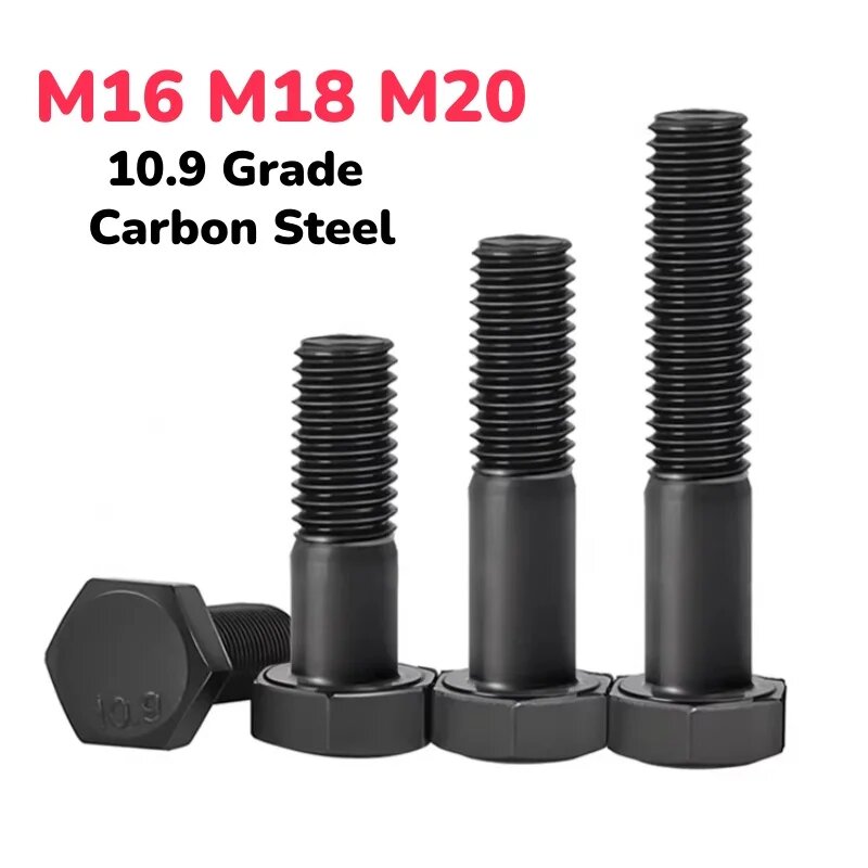 Черные болты из углеродистой стали 10.9 M16 M18 M20 с шестигранной головкой M18x2x40(5pcs)