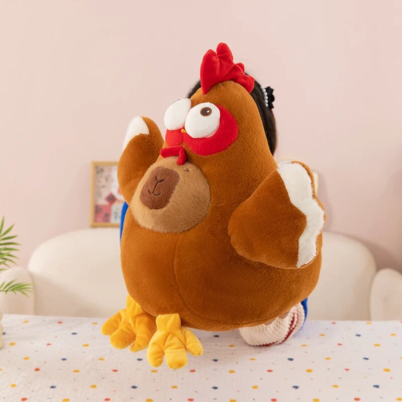 Забавная плюшевая игрушка-кукла в виде старой курицы с большими глазами, белый петух, мягкая игрушка, подарок для