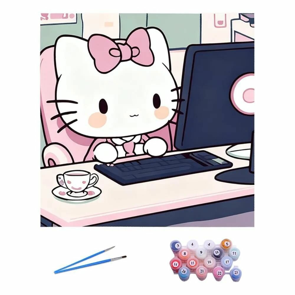 Картина по номерам/Набор для живописи по цифрам (DIY) на холсте масляными красками для детей или взрослых-новичков с кистями и акриловыми красками