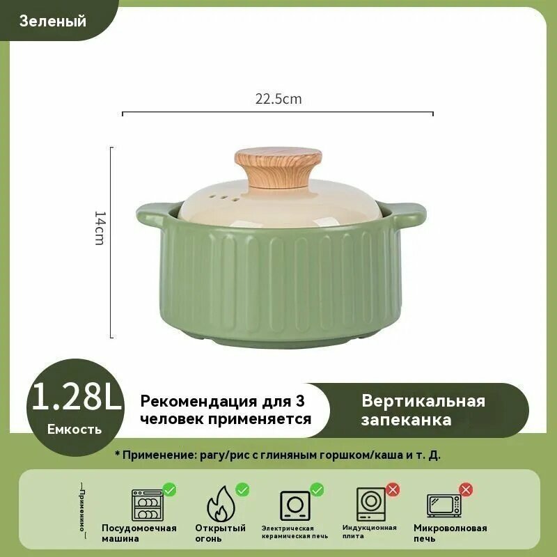 Кастрюля Кастрюля для супа, Керамика, 1 л, 1 шт