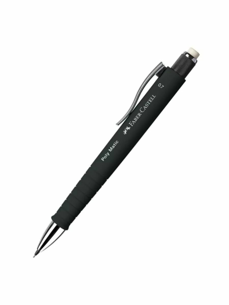 Карандаш механический 0,7 мм, Faber-Castell "Poly Matic", с ластиком, черный