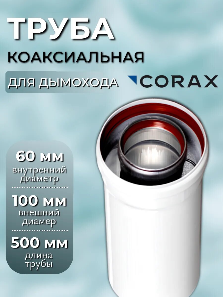 Труба коаксиальная 60/100 мм, длина 0,50 м