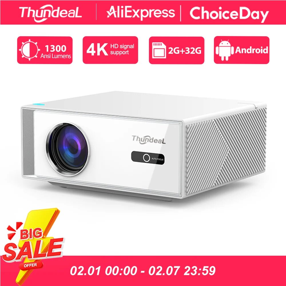 Проектор ThundeaL TD95W 1080P 2ГБ 32ГБ Европейская вилка (EU Plug)