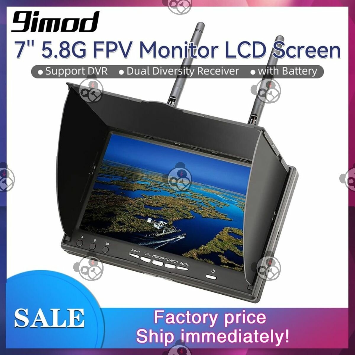 Бестселлер 7дюймовый ЖКдисплей LCD5802 с 40 каналами и видеорегистратором 5.8G, разрешение экрана составляет 800 на 480 пикселей