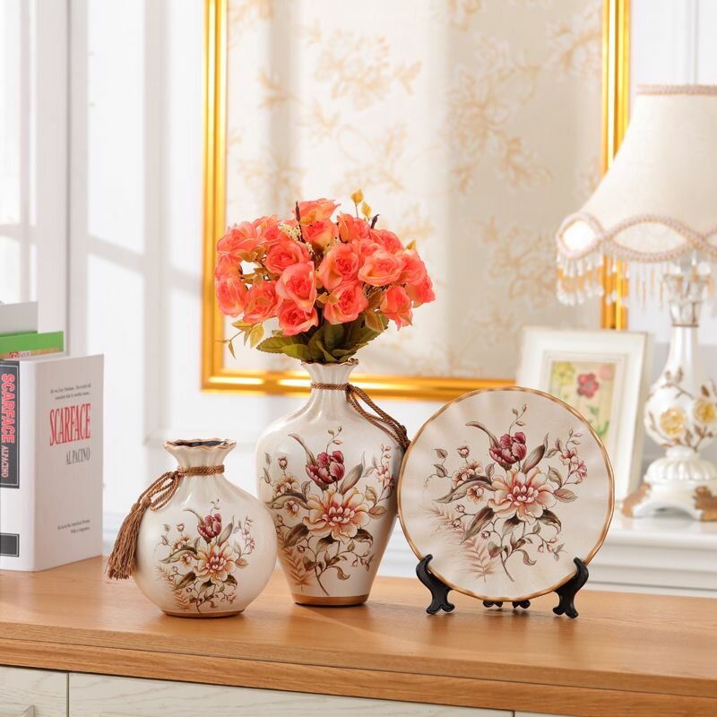 Набор из трех керамических ваз, украшение для гостиной, тумбы под телевизор, креативный декор, ваза для прихожей, свадебный подарок.