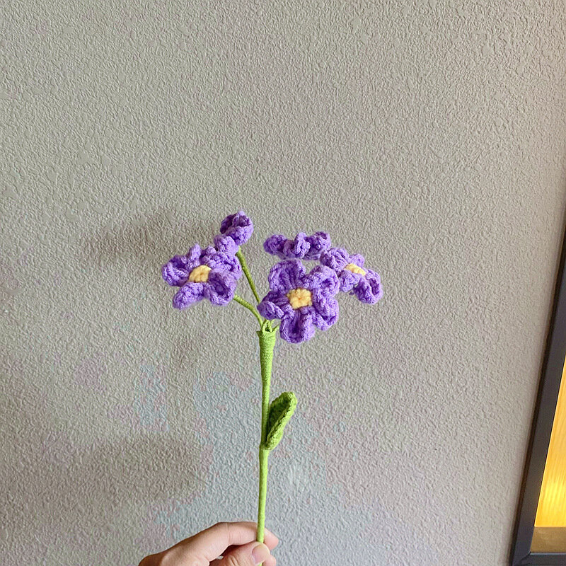 Горячая распродажаГотовое изделие из искусственного цветка незабудки, связанного вручную, набор для вязания крючком, подарок на День святого Валентина для девушки.