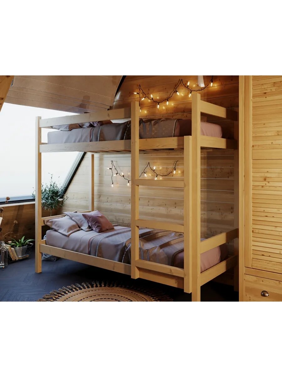 Кровать двухъярусная, стандарт, массив, 60х120 см