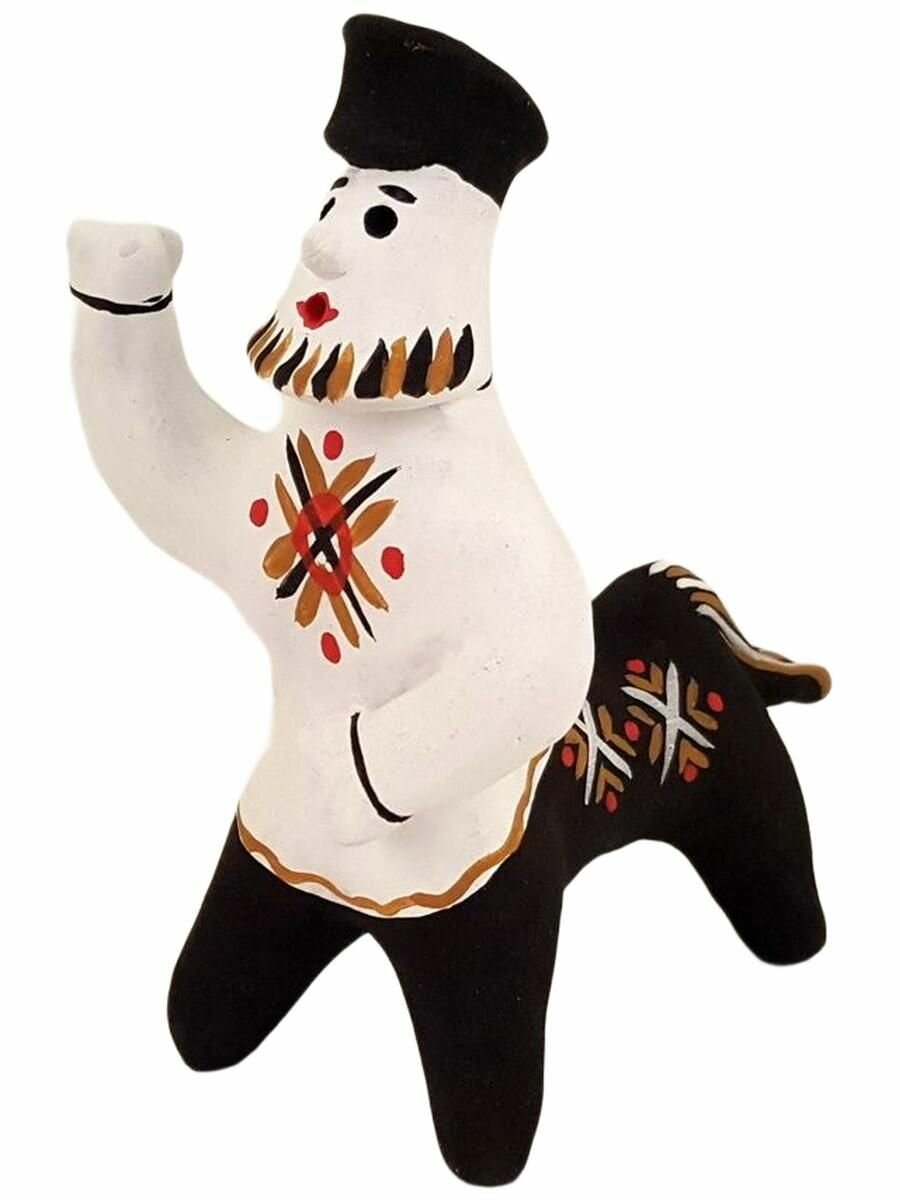 Полкан в белом кафтане, Каргопольская глиняная игрушка, ручная авторская работа