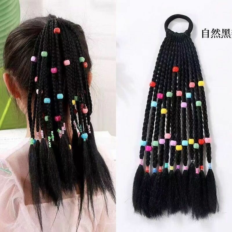 Парик-хвост для девочек, детские косички, разноцветные детские шнурки для плетения кос, стиль "грязных кос".