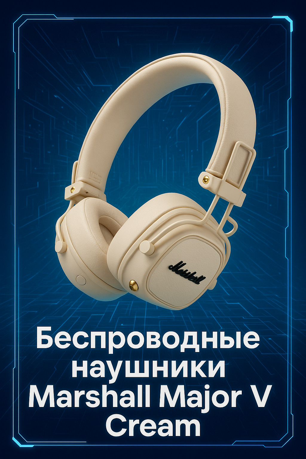 Беспроводные наушники Marshall Major V Cream (Бежевые) Полноразмерные