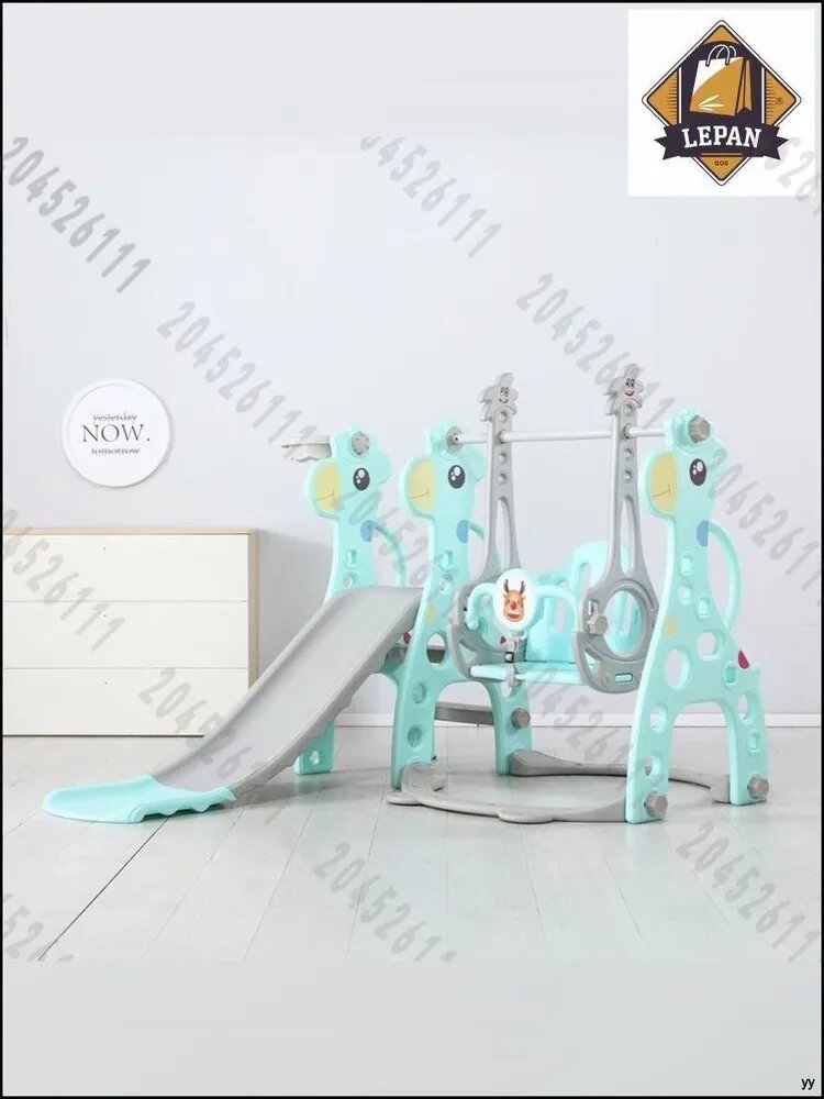 Игровая площадка с жирафом, горка, качели, баскетбольная площадка 3 в 1