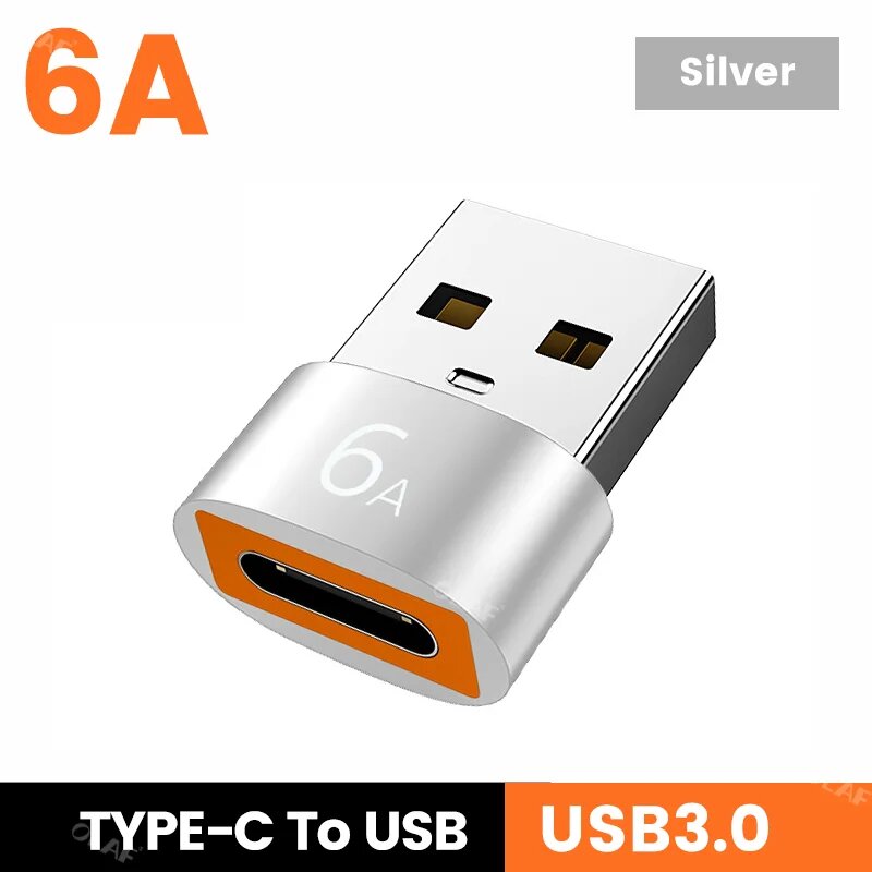 Адаптер Type-C на USB 3.0 6A, серебристый
