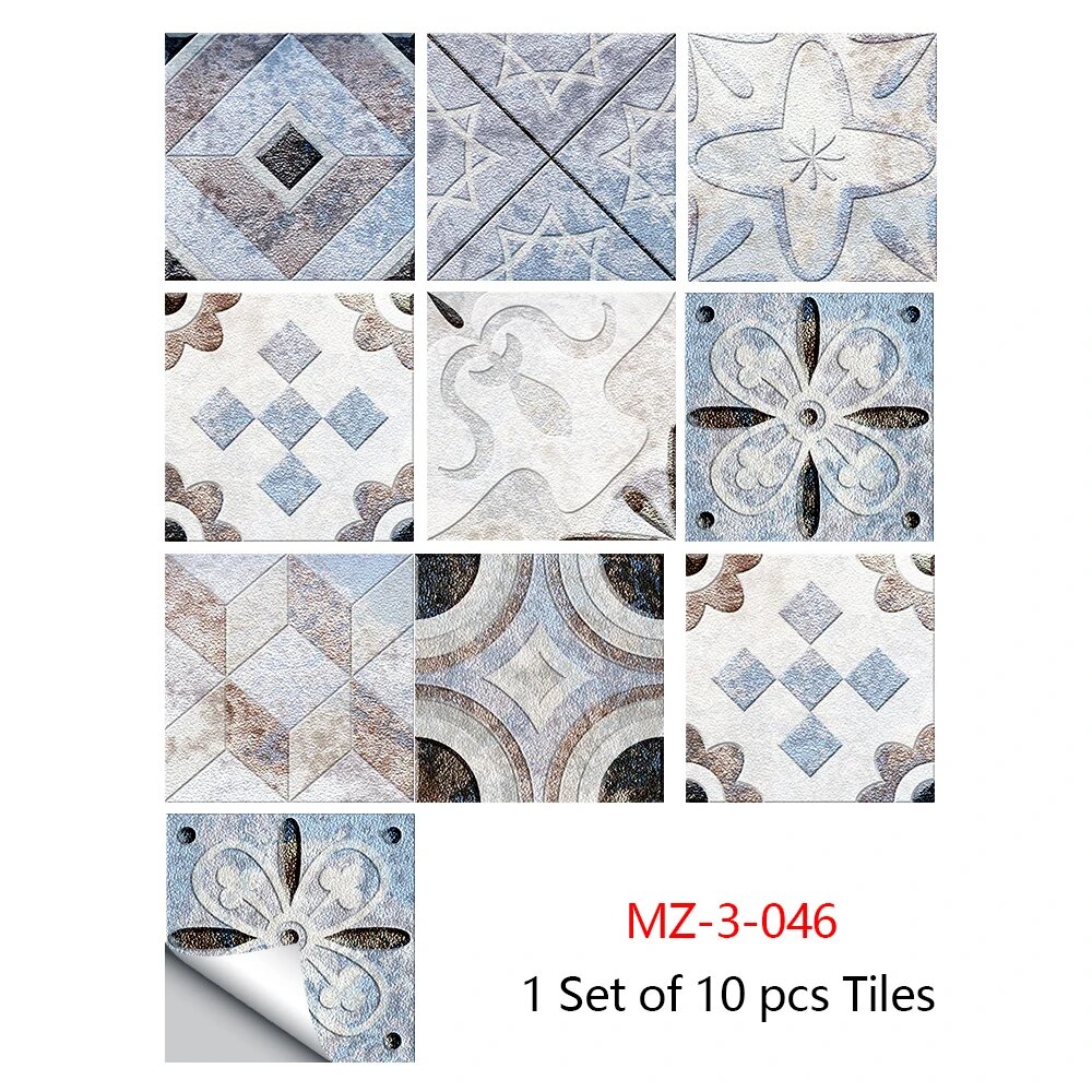 10 шт./компл, матовая плитка в стиле ретро, наклейка на пол, талия, украшение для рабочего стола, наклейки на стены, самоклеящиеся маслостойкие обои из ПВХ