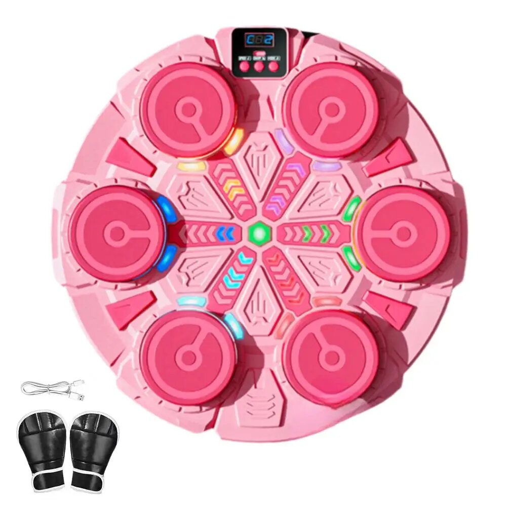 Розовый музыкальный боксерский тренажер для детей и взрослых, Color: 6-target pink